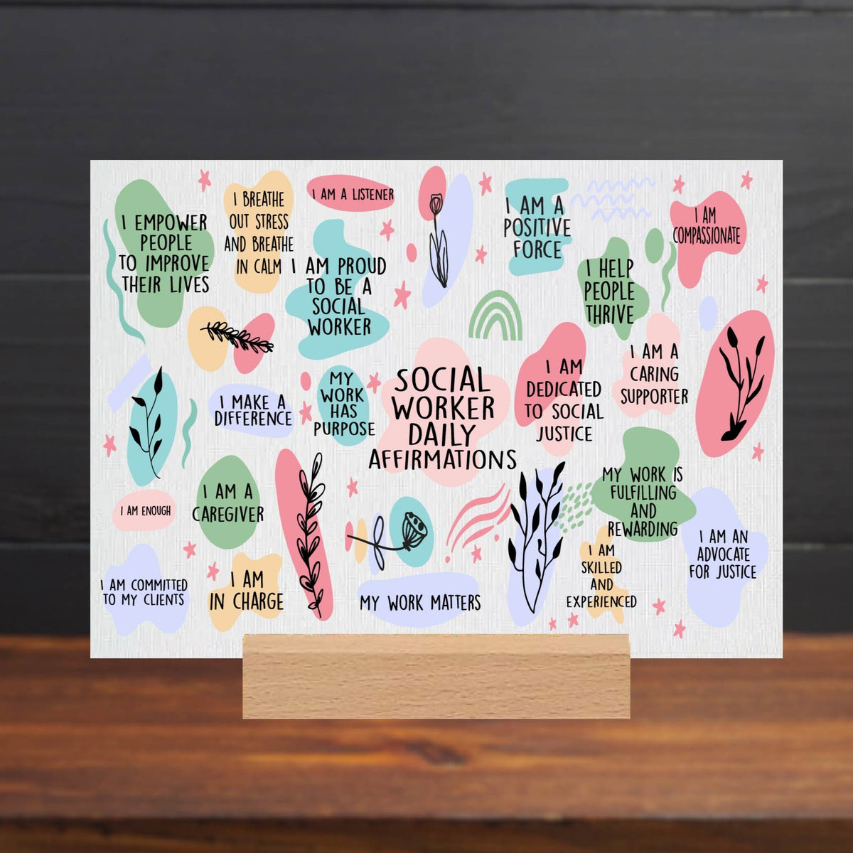 Social Woker Daily Affirmations Canvas Sign – Teele and Company