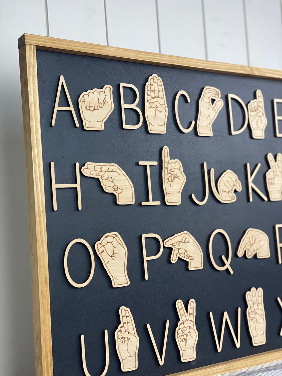 ASL Alphabet Wood Framed Sign – Teele and Company